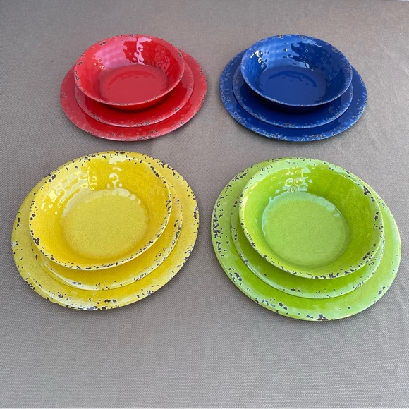 Melange | Dining | Melange 2piece Melamine Multicolor Rustic Dinnerware ...